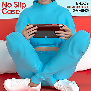 TALK WORKS Case Compatible with Nintendo Switch OLED - Protective Fit, Durable TPU Case - Non-Slip Secure Holding Grips, Easy Opening for Kickstand - Comfortable Gaming - Red