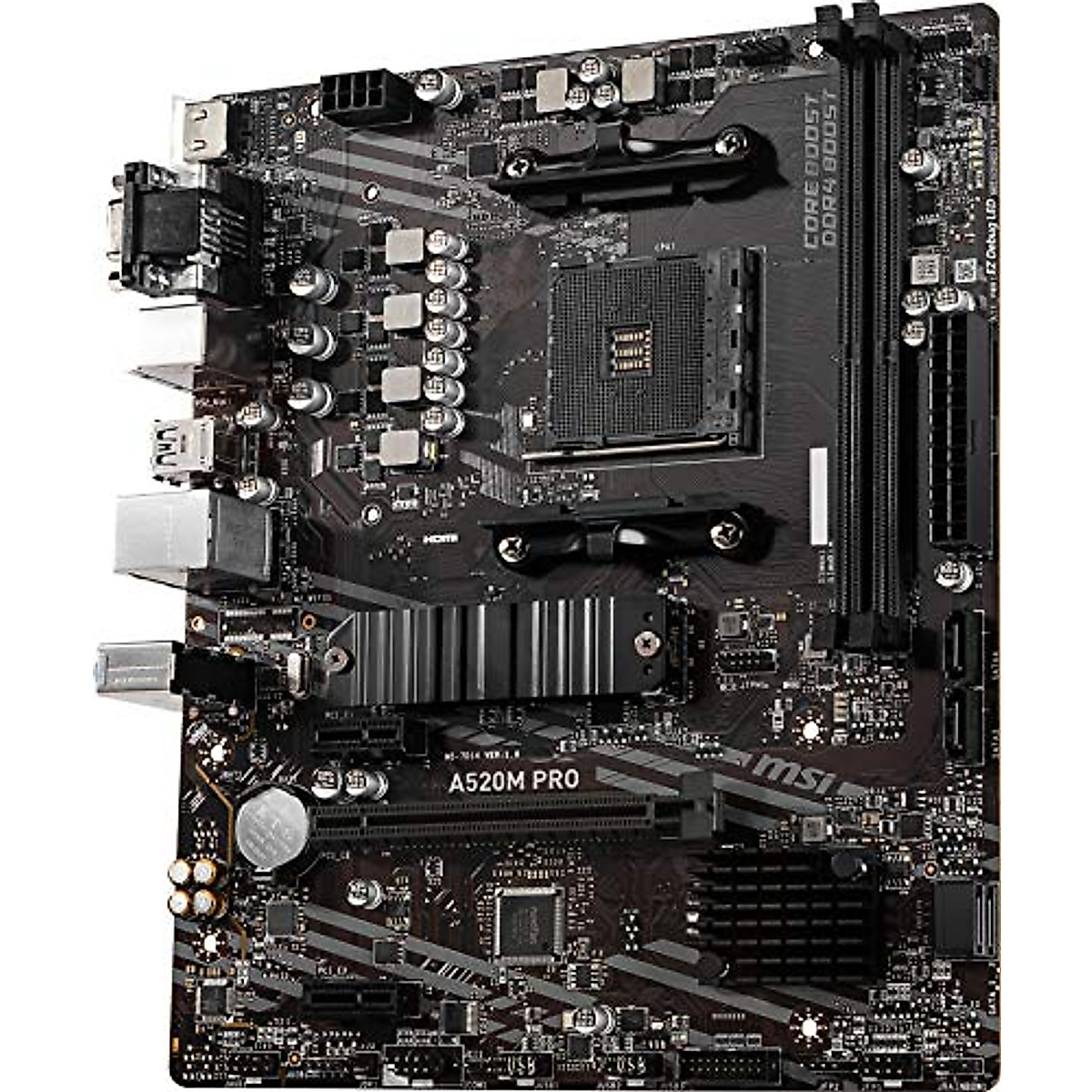 MSI A520M PRO Gaming Motherboard (AMD AM4, DDR4, PCIe 4.0, SATA 6Gb/s, Dual M.2, USB 3.2 Gen 1, HDMI/DP, Micro-ATX)