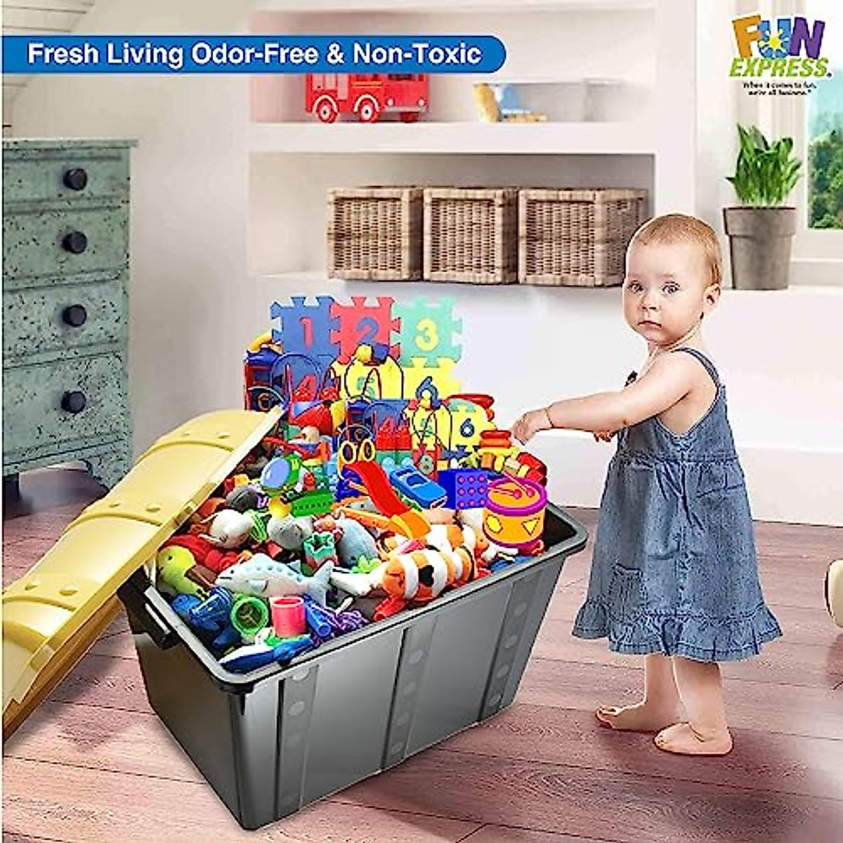 Fun Express Large Kids Treasure Chest Box - Fun Plastic Storage Bin for Toys, Rewards and Stuffed Animals Multi-Purpose Kids Treasure Box and Ultimate Toy Organizer