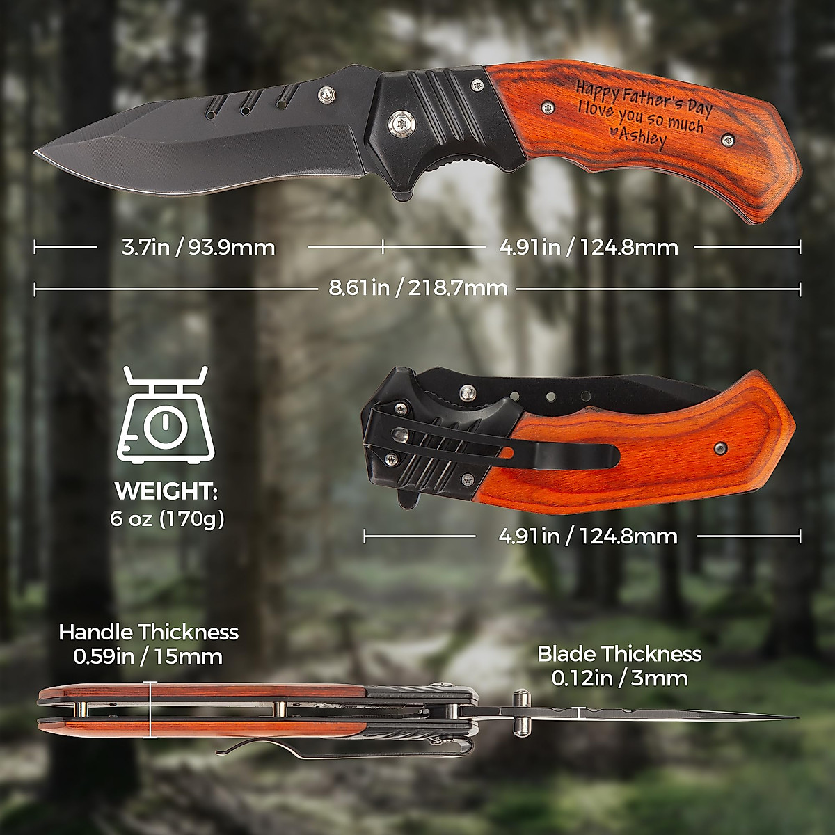 NRONON Custom Knife For Men,Custom Engraved Pocket Knife,Idea For Dad Husband Boyfriend Him Son - Father's Day Christmas Anniversary Birthday