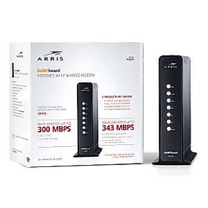 ARRIS SURFboard TG862R Cable Modem, N300 Wi-Fi Router and Voice Service for Xfinity, Retail Packaging Black