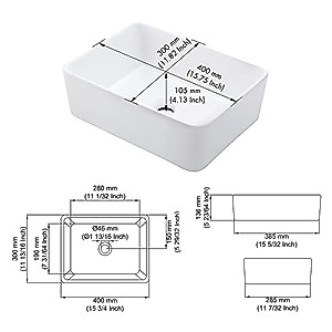 KES Rectangle Vessel Sink 16"X12" White Bathroom Sink Above Counter Porcelain Ceramic Small Sink Bowl, BVS110S40