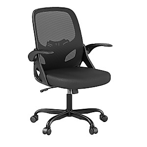 Kensaker Office Desk Chair with Lumbar Support Ergonomic Mesh Office Chair with Wheels and Flip-up Armrests Adjustable Height Swivel Computer Chair for Home and Office (Black)
