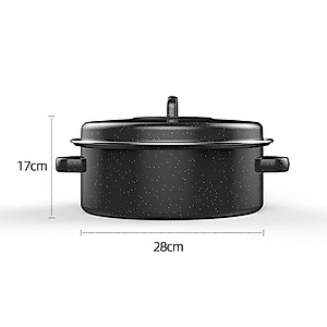 Enamel Oval Roaster, Oval Self Basting Roaster Roasting Pan with Bottom Add Water Design, for Family Kitchen
