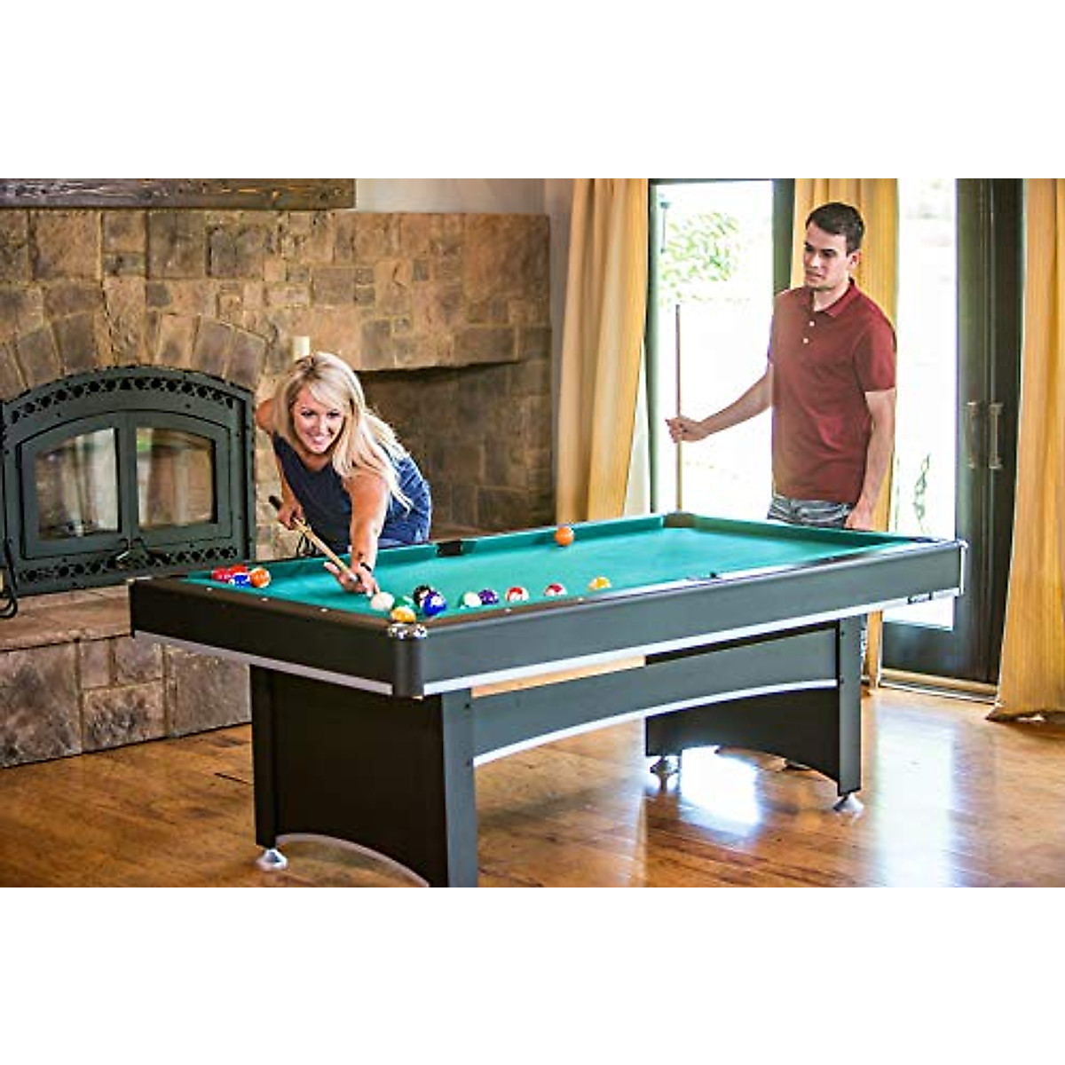 Triumph Sports Phoenix 7’ Billiard Table with Table Tennis Conversion Top for a Game of Pool or an Action-Packed Table Tennis Game
