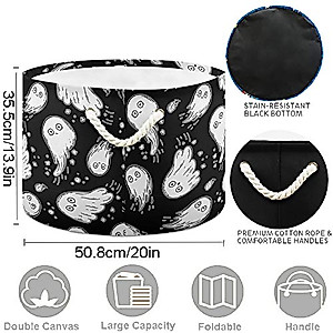 visesunny Collapsible Large Capacity Basket Ghost Cartoon Character Clothes Toy Storage Hamper with Durable Cotton Handles Home Organizer Solution for Bathroom, Bedroom, Nursery, Laundry,Closet
