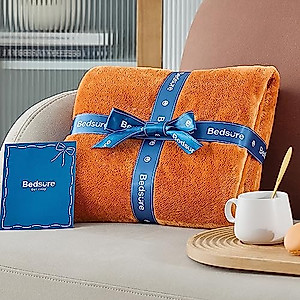 Bedsure Fleece Blanket Throw Blanket Orange - 300GSM Throw Blankets for Couch, Sofa, Bed, Soft Lightweight Plush Cozy Burnt 0range Blankets and Throws for Toddlers