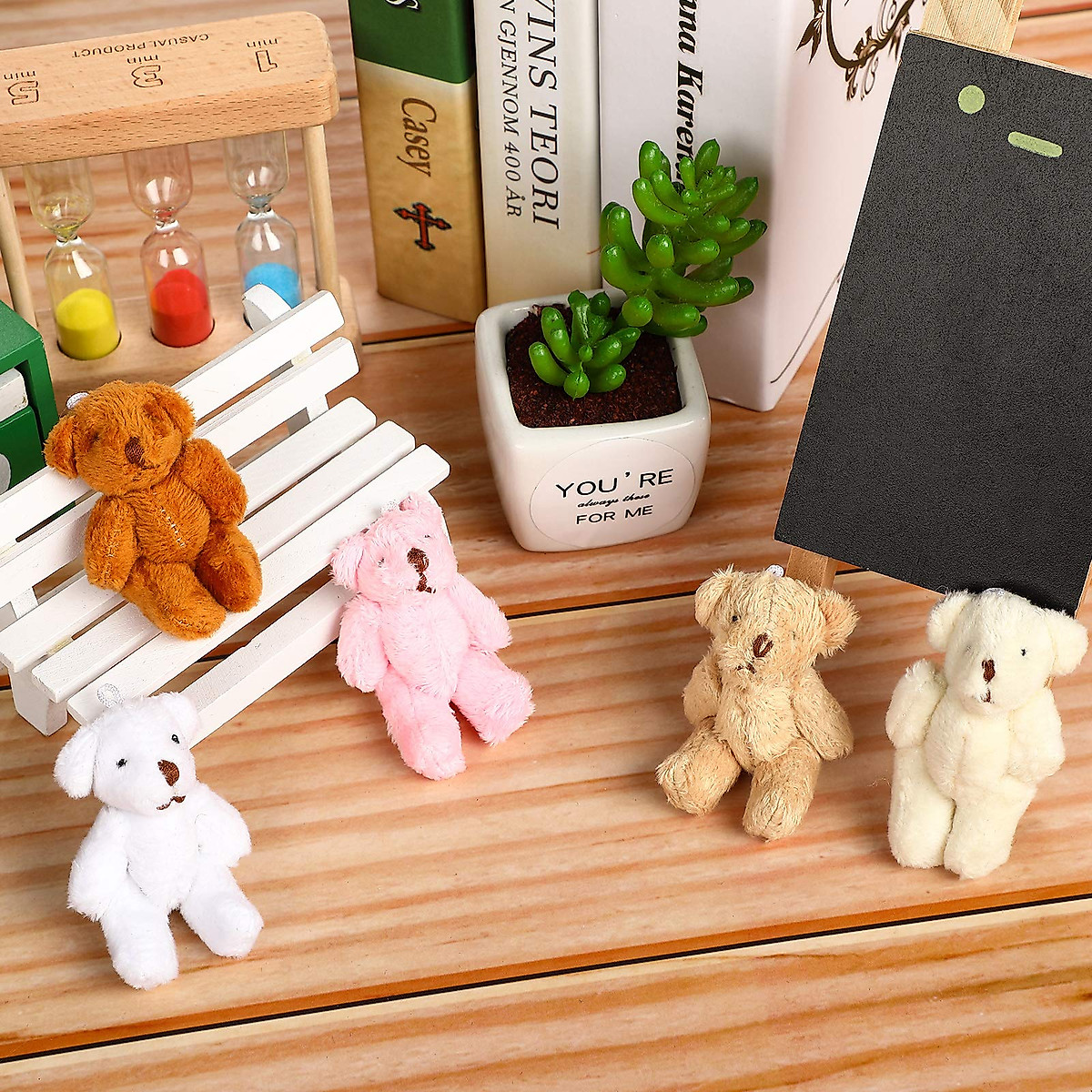 Skylety 20 Pcs Tiny Stuffed Bears 6 cm Mini Plush Toy Bears for Keychain Small Soft Jointed Bears Doll Gift for Valentine's Day Birthday Graduation Wedding Baby Shower Party Favors