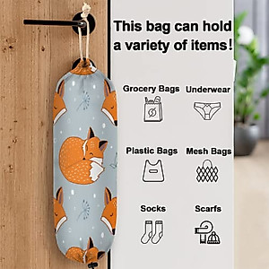 Animal Fox Plastic Bag Holder, Fox Flower Grocery Bag Storage Holder Hanging Garbage Shopping Bag Trash Bags Organizer for Kitchen Home