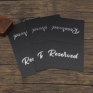 Micro Traders 20PCS Reserved Table Signs Double Sided Tent Cards Silver Foil Reserved Seating Labels for Wedding Party Restaurant Supplies 10x15cm Black