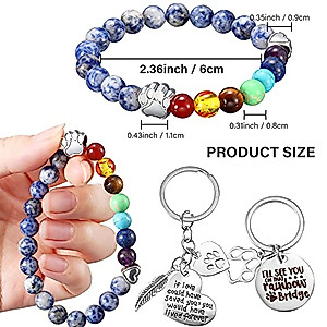Jadive 9 Pieces Pet Memorial Set Includes 8 mm Rainbow Bridge Bracelet Pet Dog Loss Keychain Rainbow Bridge Poem Card with Flannel Bags and Organza Bag for Women Men Kids Pet Lovers (Classic Style)