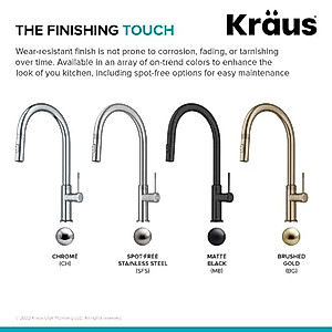 KRAUS Oletto Modern Industrial Pull-Down Single Handle Kitchen Faucet in Matte Black, KPF-2654MB