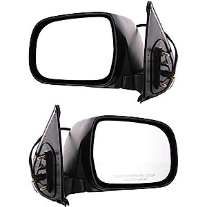 Kool Vue Mirror Set of 2 Compatible with 2005-2011 Toyota Tacoma Driver and Passenger Side Manual Folding, Textured Black, Power Glass