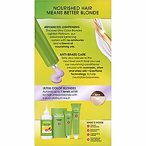 Garnier Nutrisse Ultra Color Nourishing Permanent Hair Color Cream, PL1 Ultra Pure Platinum (1 Kit) Blonde Hair Dye (Packaging May Vary)