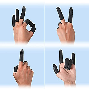 400 Pcs Disposable Latex Finger Cots Protective Fingertips Gloves Black Finger Sleeves Finger Protectors Fingertip Bandages for Industrial, Beauty and More, 2.4 x 0.8 Inch