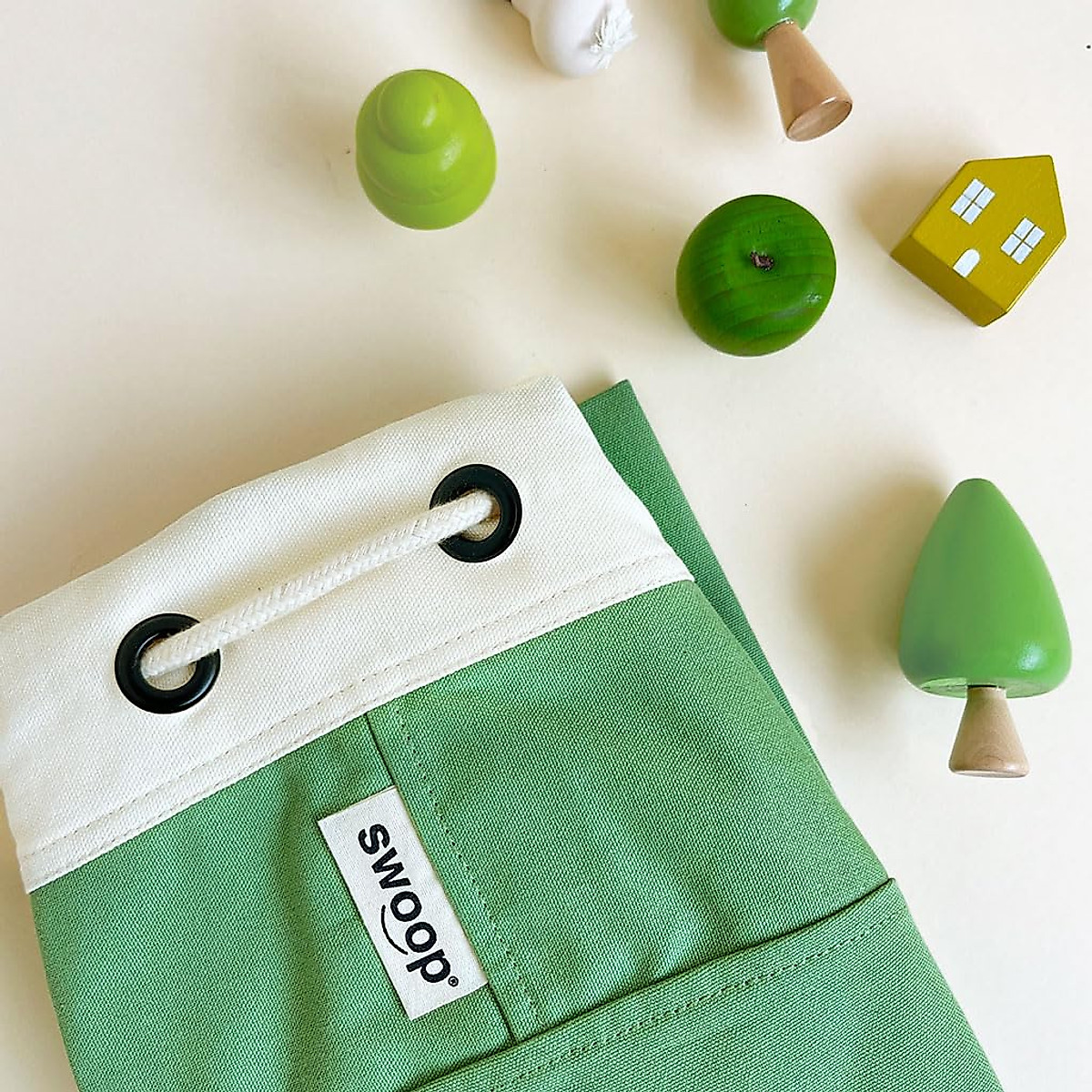 Swoop Bags - Durable Toy Storage Drawstring Bag - Ideal for Small Toys - Organizer and Play Mat - Cool Storage Holders For Kids Rooms and Playrooms - GREEN