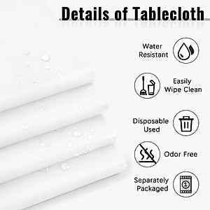 Colemoly Round Tablecloth Disposable 14-Pack 84 inches White Round Plastic Table Cloth for Weddings & Parties,Indoors & Outdoors