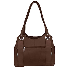 Roma Leathers Leather Locking Concealment Purse - CCW Concealed Carry Gun Shoulder Bag (Brown)