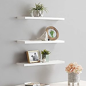 White Floating Shelves for Wall,Set of 3 Wall Shelves Perfect Home Decor for Bathroom Living Room Kitchen Bedroom Office Storage Shelf