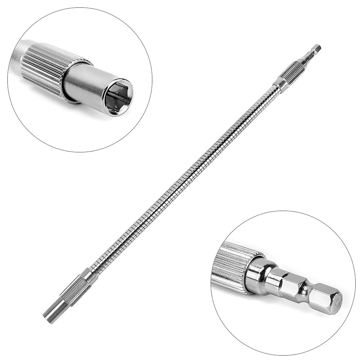 QWORK Flexible Extension Drill Bit Holder, 7.9" and 11.8" Flex Shaft Impact Driver Quick Change Magnetic 1/4 Hex Shank Connection for Power Drill, 2 Pcs