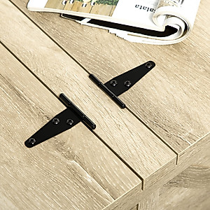 HOMCOM Farmhouse Coffee Table, 31.5" Square Coffee Table with Storage, Living Room Center Table with Hinged Flip Lift Top and Hidden Space, Oak