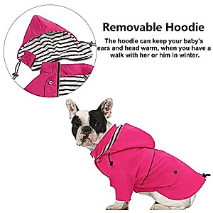 Morezi Dog Zip Up Dog Raincoat with Reflective Buttons, Rain/Water Resistant, Adjustable Drawstring, Removable Hood, Stylish Premium Dog Raincoats - Size XS to XXL Available - Pink - XL