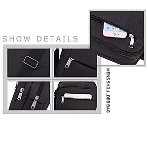 KL928 Men's Messenger Bag - Crossbody Shoulder Bags Travel Bag Man Purse Casual Sling Pack for Work Business (1401-2-Black)