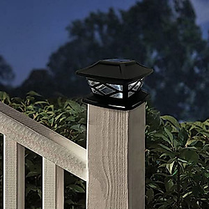 JOHOO Fence Post Cap Solar Lights, 6 PK Cool White LEDs Outdoor Deck Lamp Fits 4x4 5x5 6x6 Wooden Posts Waterproof for Deck, Patio, Garden, Yard Decoration