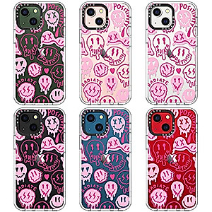 MOSNOVO Compatible with iPhone 13 Case, Pink Dripping Smiles Positivity Radiate Face [ Buffertech Impact ] Transparent Shockproof Protective TPU Bumper Clear Phone Case Cover Designed for iPhone 13