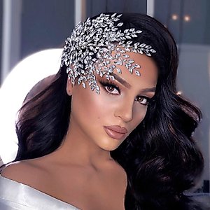 TRiXY Wedding Headband Bridal Hair Pieces Rhinestone Hair Accessories for Brides and Bridesmaids,Party Hair Accessories Headpieces for Women Silver HP438