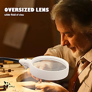 10x Magnifying Glass with Light and Stand Large Magnifying Lamp Magnifying Glasses with Light for Close Work Reading Hobby Crafts Workbench