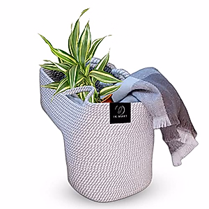 IK Mart Stair Basket - Cotton Rope Stair Baskets for Carpeted Stairs, Internal Support for 16'' Carpeted Stairs Organizer and Wooden Stairs - Perfect Basket for Toys, Laundry & Clothes Storage