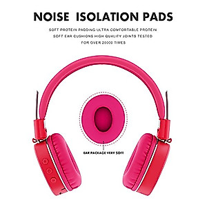 rockpapa K8 Foldable Childrens Kids Wireless Headphones, Bluetooth On Ear Headsets with MIC and Remote Control, Hands-Free Call, Including Wired Mode Pink
