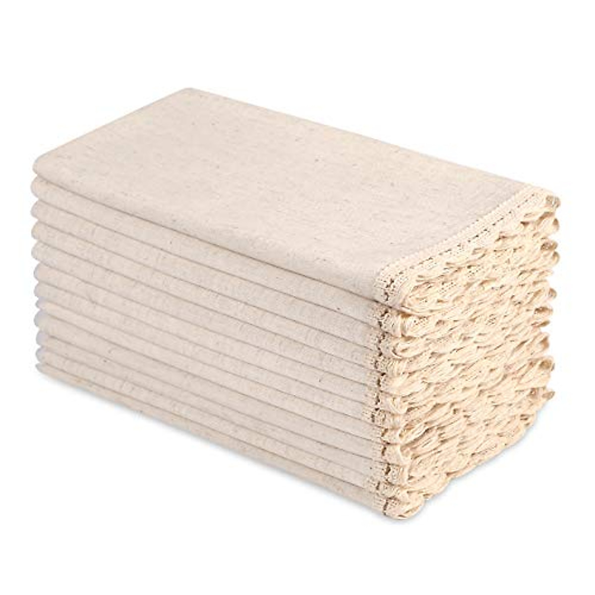 Ramanta Home Cloth Dinner Napkins in Cotton Flax Fabric with Lace & Tailored Mitered Corner Finish Size 20x20 inch Set of 12