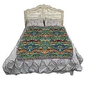Pure Country Weavers William Morris Dragon and Peacock Blanket - Arts & Crafts - Gift Tapestry Throw Woven from Cotton - Made in The USA (72x54)