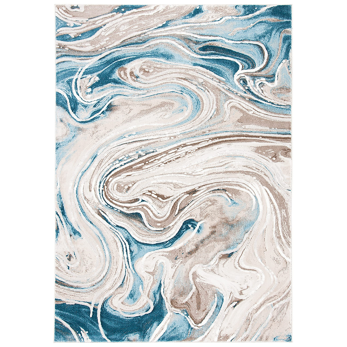 SAFAVIEH Meadow Collection 6' x 9' BeigeBlue MDW553B Modern Abstract Non-Shedding Living Room Dining Bedroom Area Rug