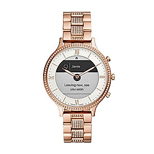 Fossil Women's 42mm Charter Stainless Steel Hybrid HR Smart Watch, Color: Rose Gold Glitz (Model: FTW7012)
