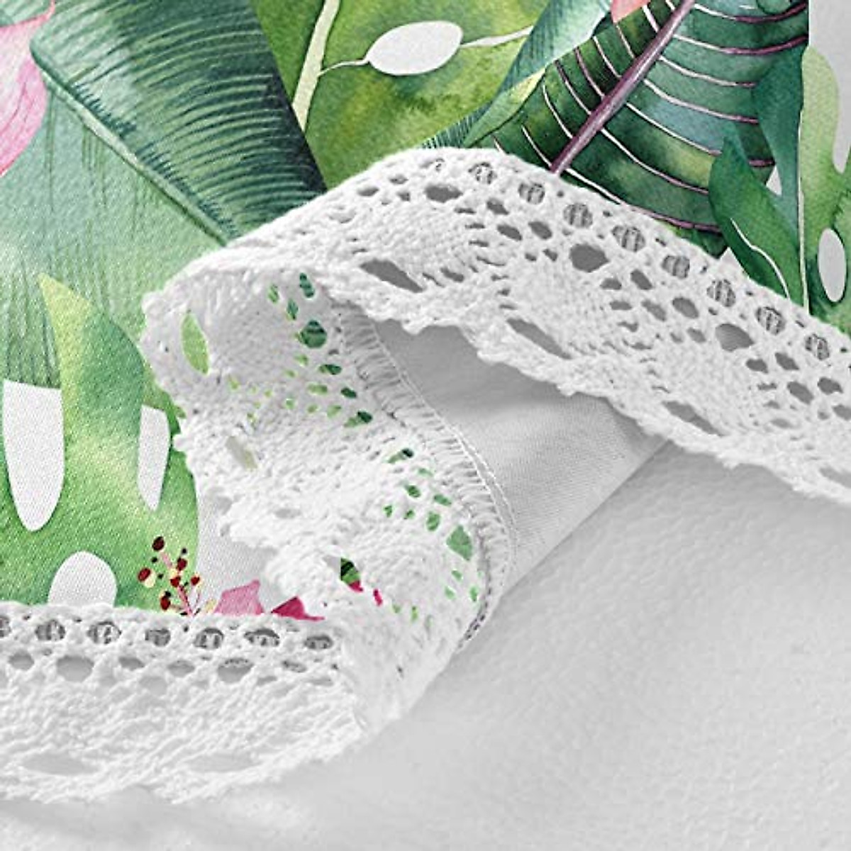 ALAZA Round Tablecloth with Umbrella Hole and Zipper Hawaii Tropical Palm Leaves and Hibiscus Washable Spillproof Table Cover for Camping Patio Garden Picnic Party Outdoor 60 Inch