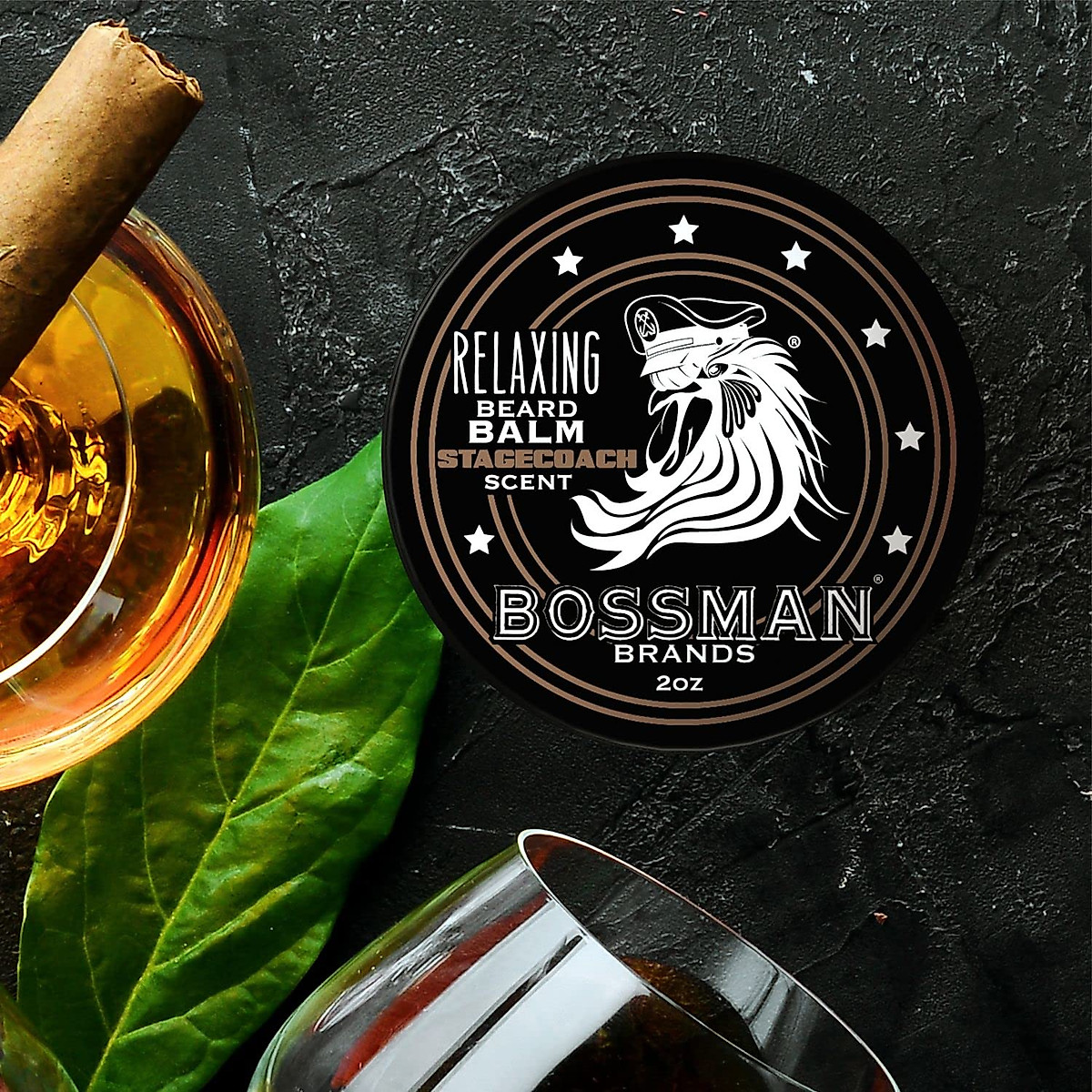 Bossman Relaxing Beard Balm - Beard Tamer, Relaxer, Thickener and Softener Cream - Beard Care Product - Made in USA (Stagecoach Scent)