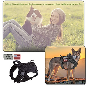 Hanshengday Tactical Service Dog Vest Harness for Medium Large Dog, Military K9 Training Dog Vest with Molle & Loop Panels Adjustable Tactical Dog Vest Harnesses with Handle (01XL, 01-Black)