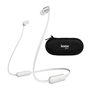Sony WI-C310 Wireless in-Ear Headphones, White (WIC310/W) with Hard Shell Earphone Case Bundle