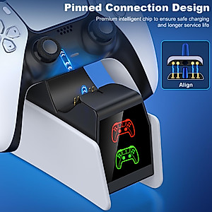 PS5 Controller Charging Station, PS5 Charging Dock Compatible with PlayStation 5 Faceplates Edge & Dual Controller, PS 5 Accessories Charging Dock Stand with LED Indicators & Charging Cable
