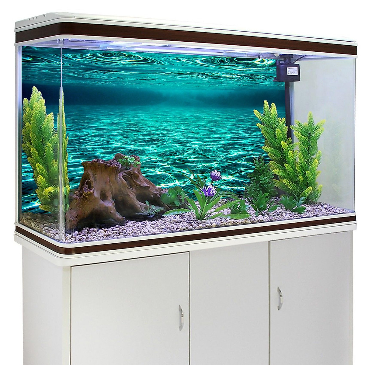 YongFoto 72x18 Inches Polyester Aquarium Background Turquoise Clear Water Ripple Terrarium Background Glass Fish Tank Background Pet Underwater Habitat Decor