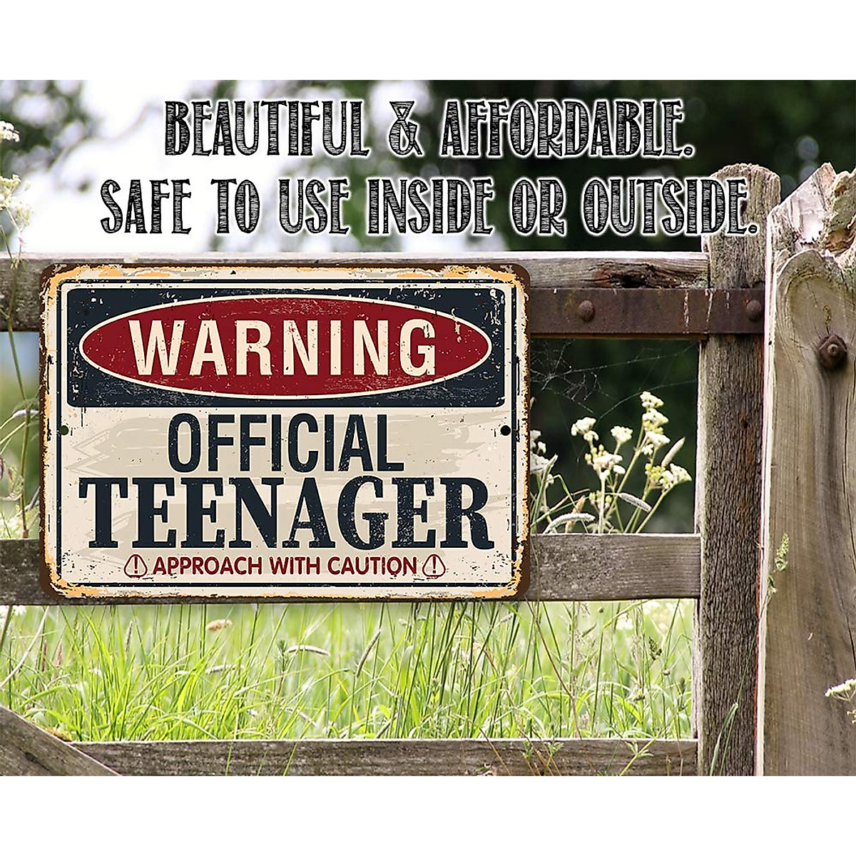 Metal Sign - Warning Official Teenager - Durable Metal Sign - Use Indoor/Outdoor - Funny Teen's Bedroom Decor and Birthday Gift Under $20 (8" x 12")