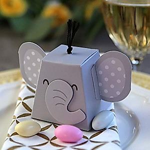 Kate Aspen Adorable Elephant Favor Box (Set of 12), One Size, Grey & Black