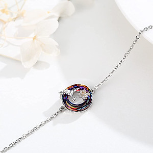 JUSTKIDSTOY Hummingbird Bracelet 925 Sterling Silver Cute Bird Daisy Adjustable Chain Bracelet with Crystal Hummingbird Jewelry Birthday Gifts for Women
