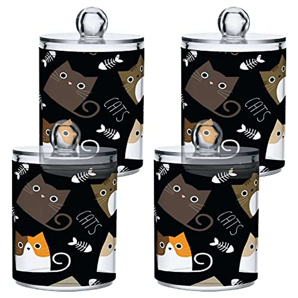 xigua Black Cat Qtip Holder 2 Pack, 14 oz Apothecary Jars Bathroom Vanity Organizer Canister for Qtips,Cotton Swabs,Cotton Balls,Cosmetic Pads,Flossers,Bath Salts