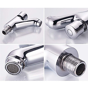 Push Faucet SingleCold Stainless Wall-Mount Self Closing Tap Basin Reduce Splash Faucet Public Bath Wall-Mount