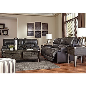 Signature Design by Ashley McCaskill Leather 2 Seat Oversized Power Reclining Sofa Dark Gray