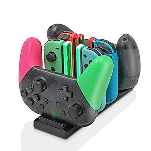 Controller Charger Dock for Nintendo Switch, 6 in 1 Charging Station for Nintendo Switch Joy-Con Controllers and Pro Controllers Black(Not for PowerA Pro Controllers)